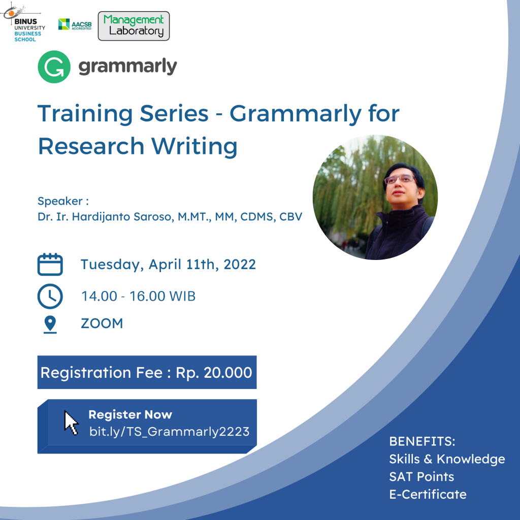 Training Series – Grammarly for Research Writing – Laboratory