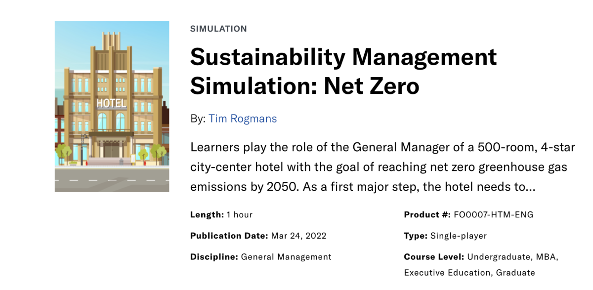 Sustainability Management Simulation: Net Zero – Business Management ...